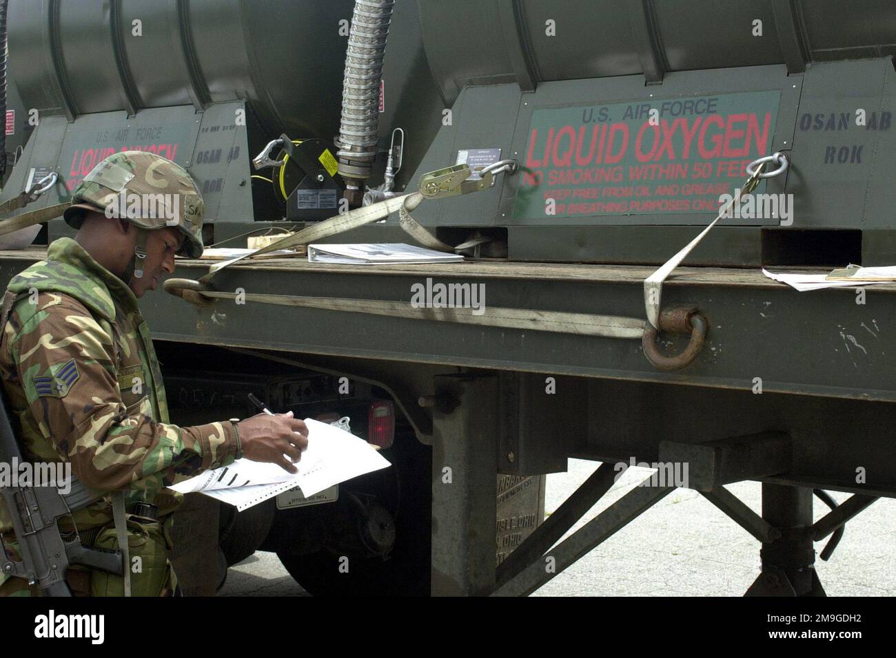 SENIOR AIRMAN Chris Broaden 51st Transportation Squadron checks an ...