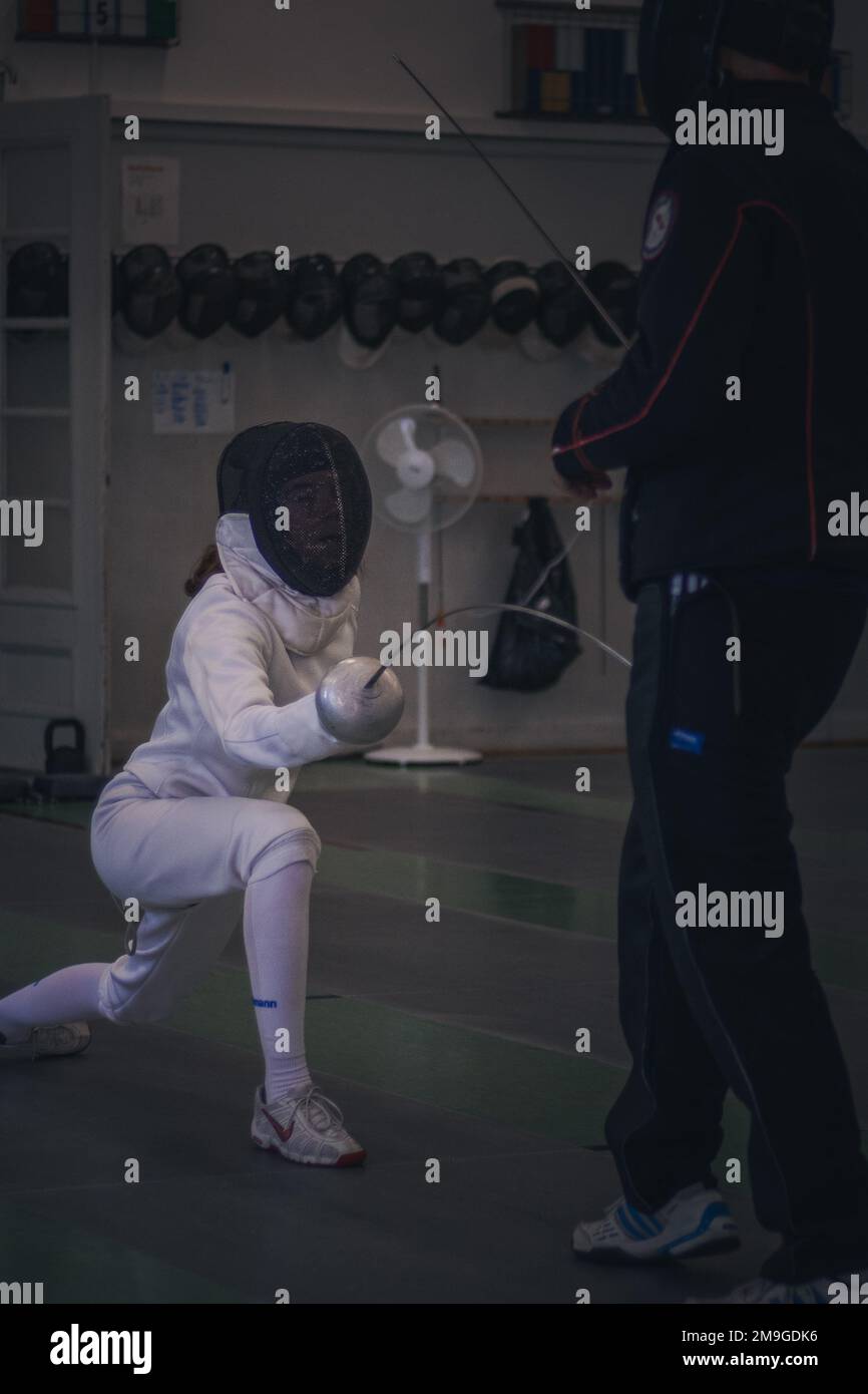 The female contestants practicing forf the International fencing cup in ...