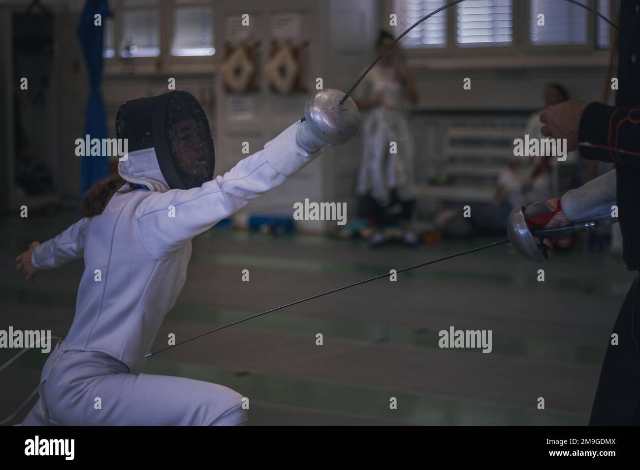 The female contestants practicing forf the International fencing cup in ...