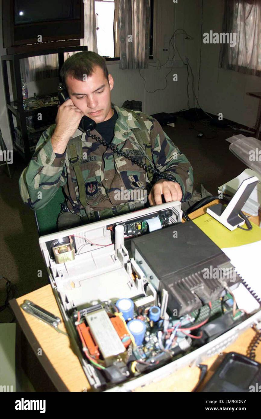SENIOR Airmen Jamie Vangelder, 52 Communications Squadron, works to ...