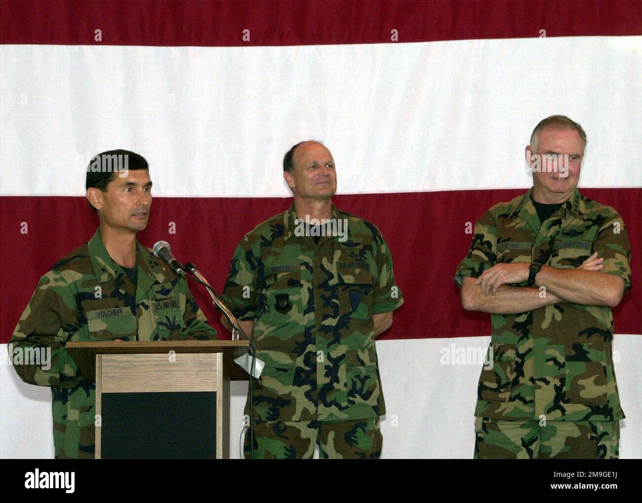 (L to R) Brigadier General Mark Volcheff, Commander 86th Airlift Wing ...