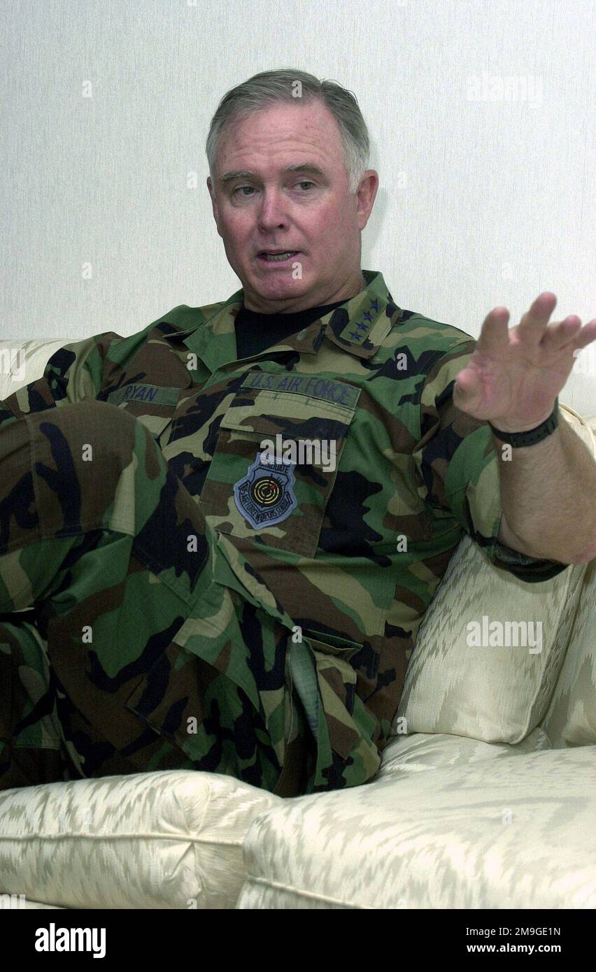 General Michael E. Ryan Air Force CHIEF of STAFF, answers a question ...