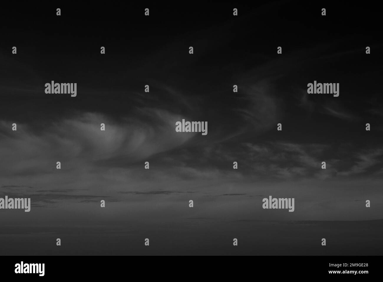 Black and white sky. Dramatic clouds. Horror. Background, banner ...