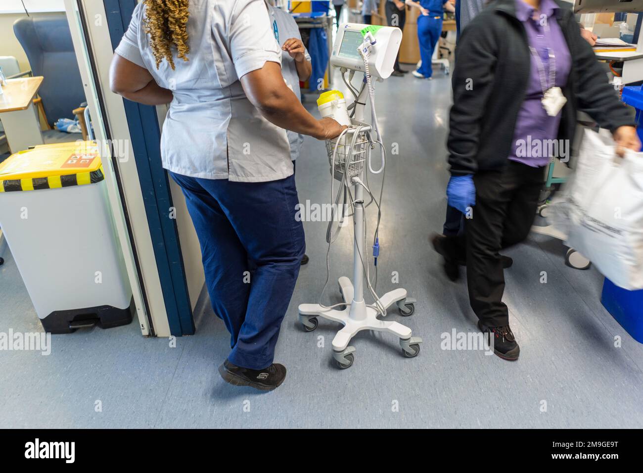 A general view of staff on a NHS hospital ward at Ealing Hospital in ...