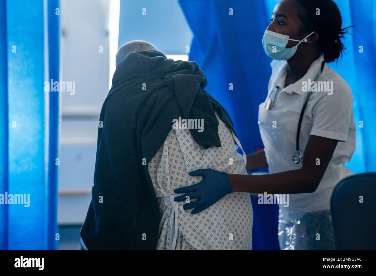 A general view of staff on a NHS hospital ward at Ealing Hospital in ...