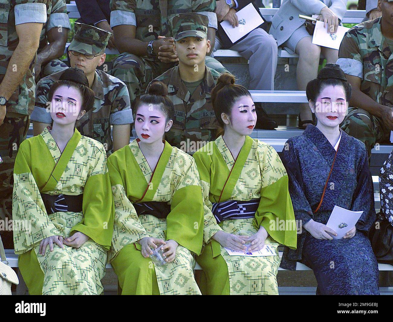 Dressed in their ceremonial Kimonos, Japanese guests and Marines fill ...