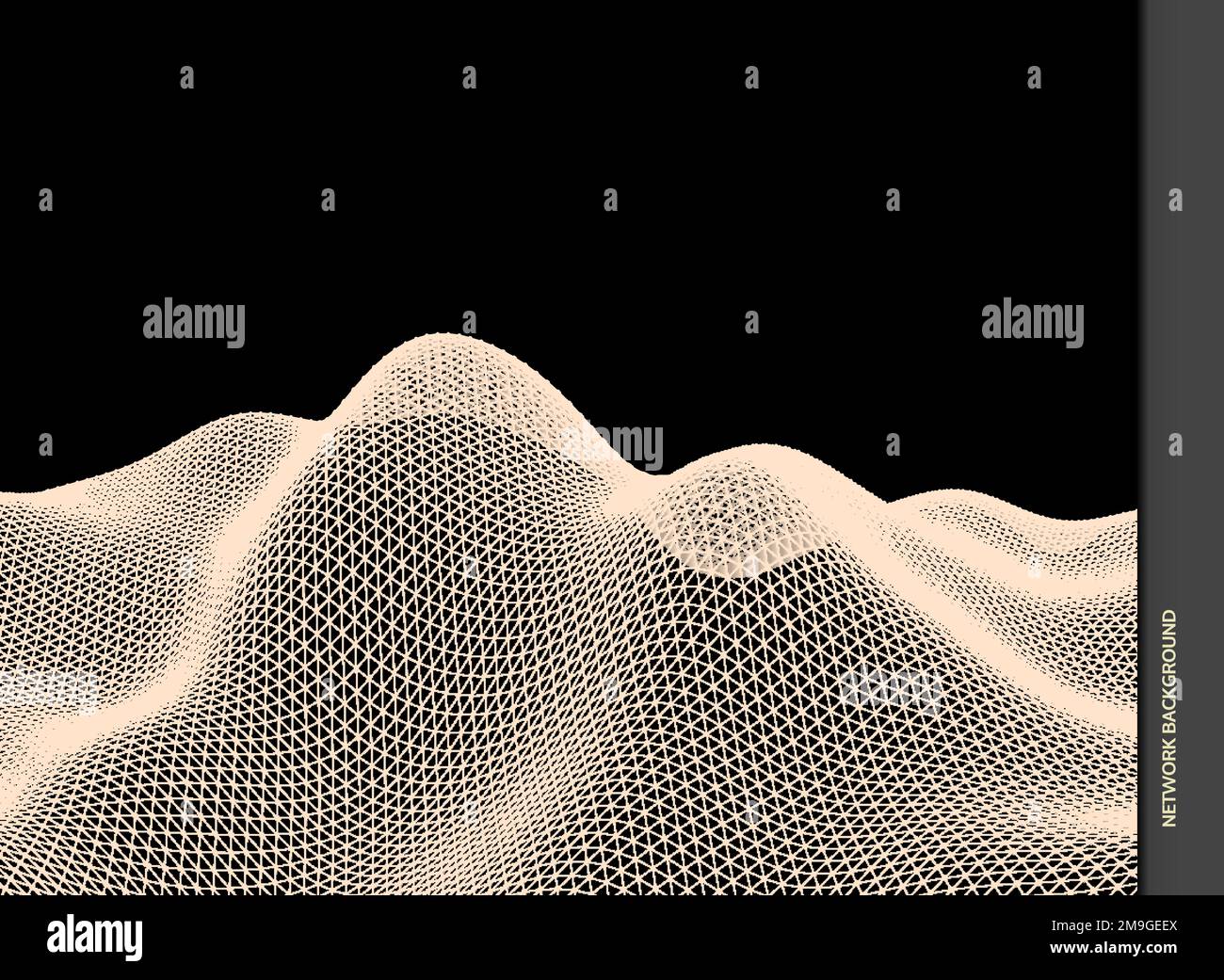Landscape background. 3D wireframe terrain. Network abstract background ...