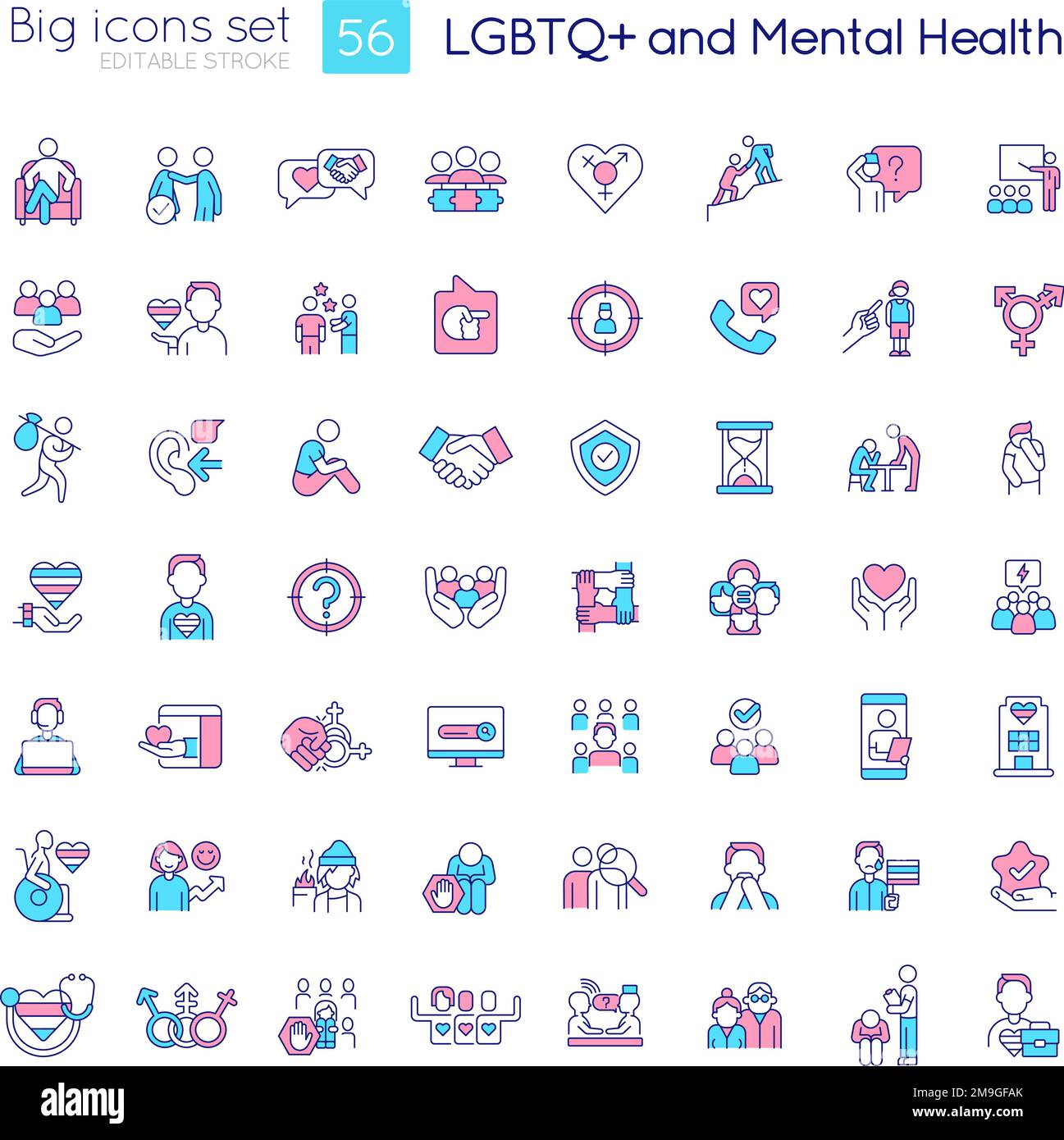 LGBTQ and mental health RGB color icons set Stock Vector Image & Art ...