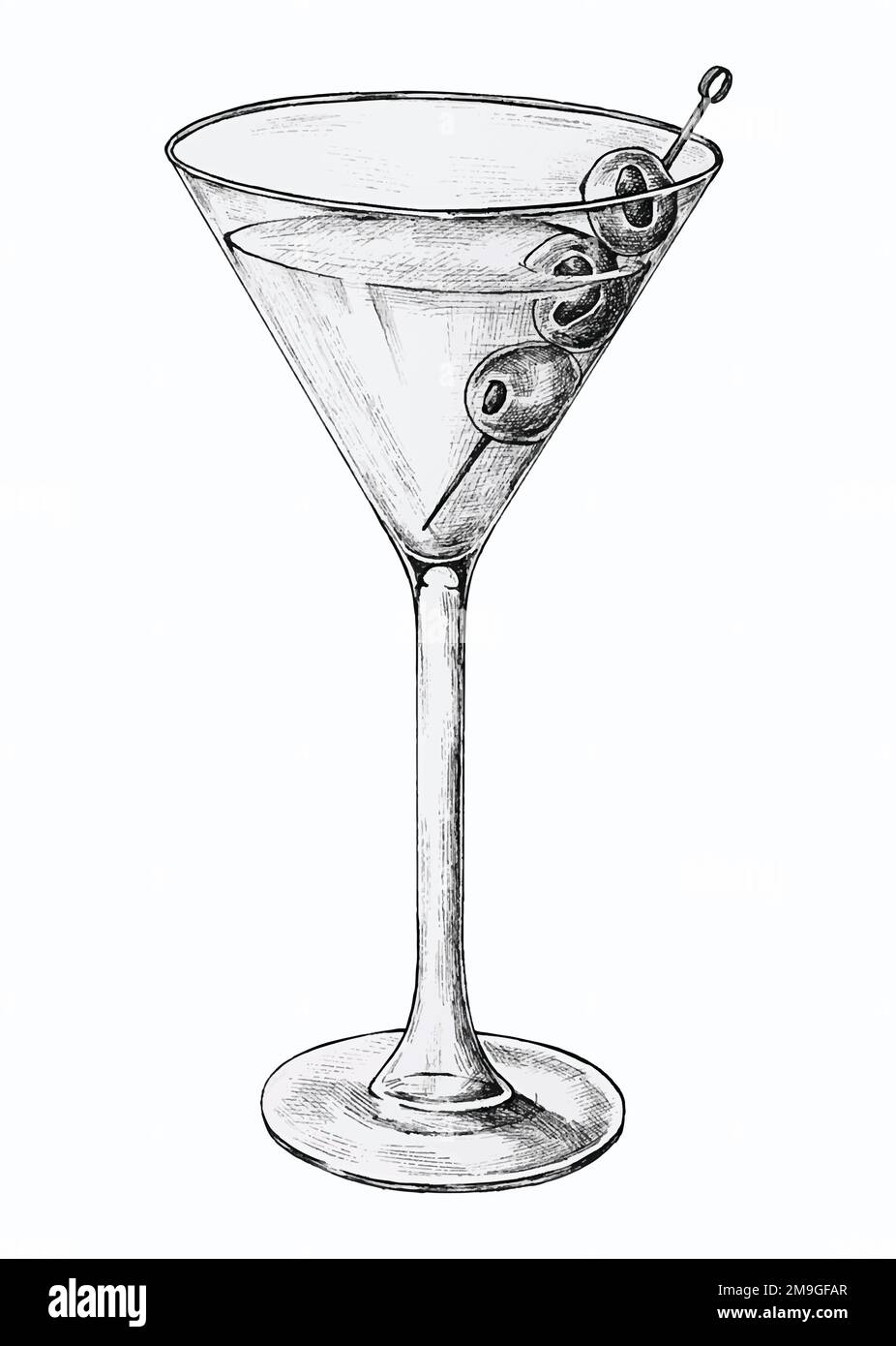 Hand drawn glass of martini cocktail vector Stock Vector Image & Art ...