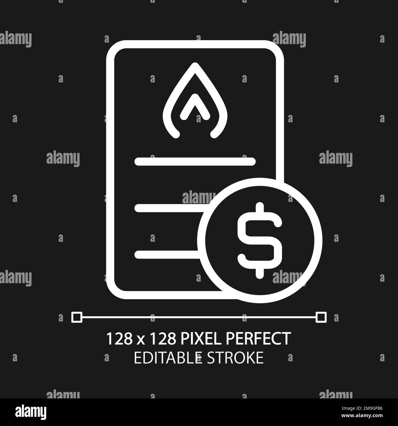 Gas bill pixel perfect white linear icon for dark theme Stock Vector ...