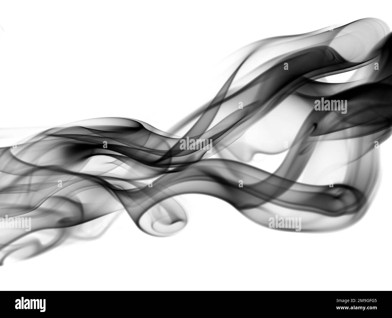 Artistic looking smoke swirls photographed against a plain white ...