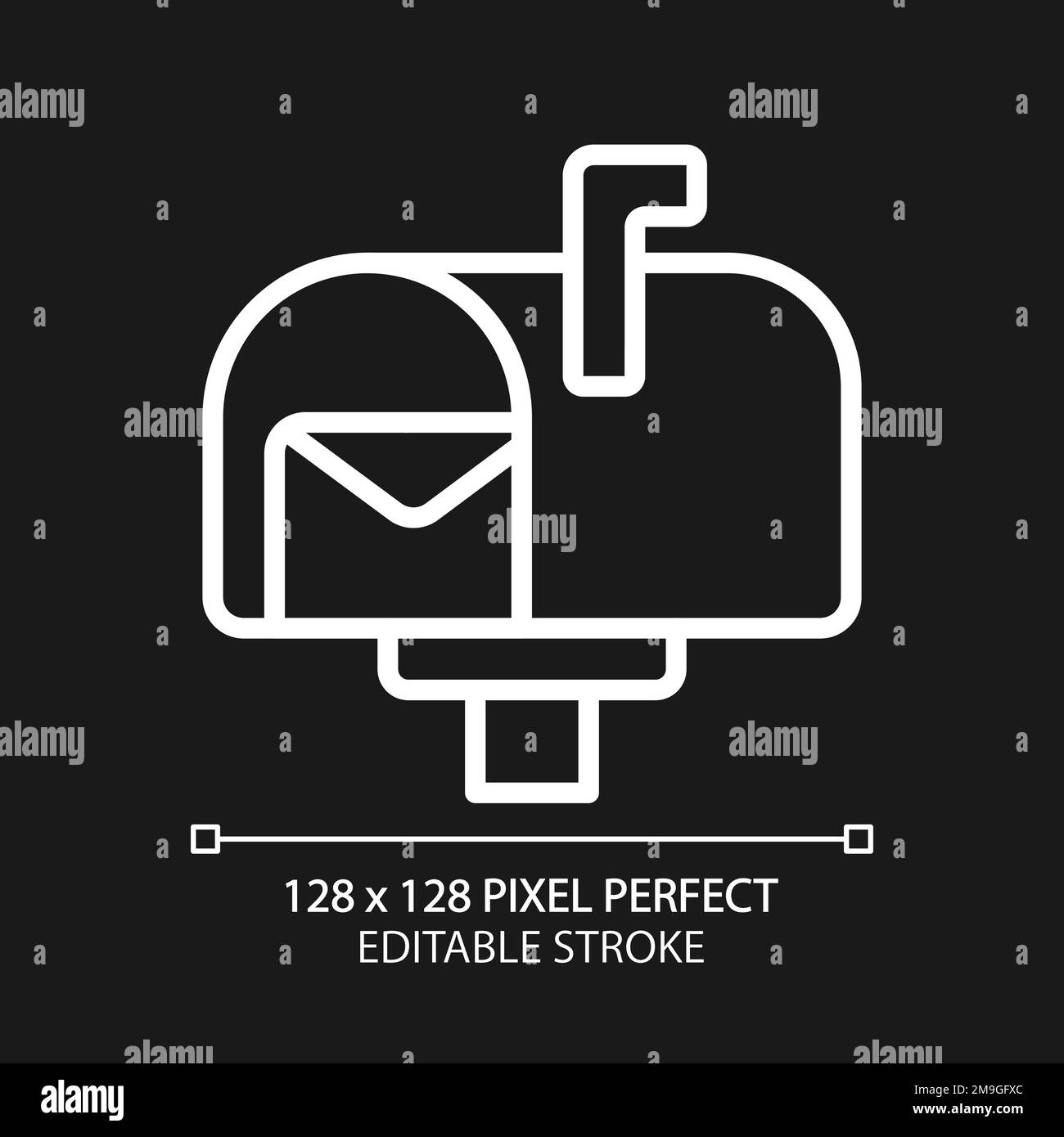 Postal service pixel perfect white linear icon for dark theme Stock ...
