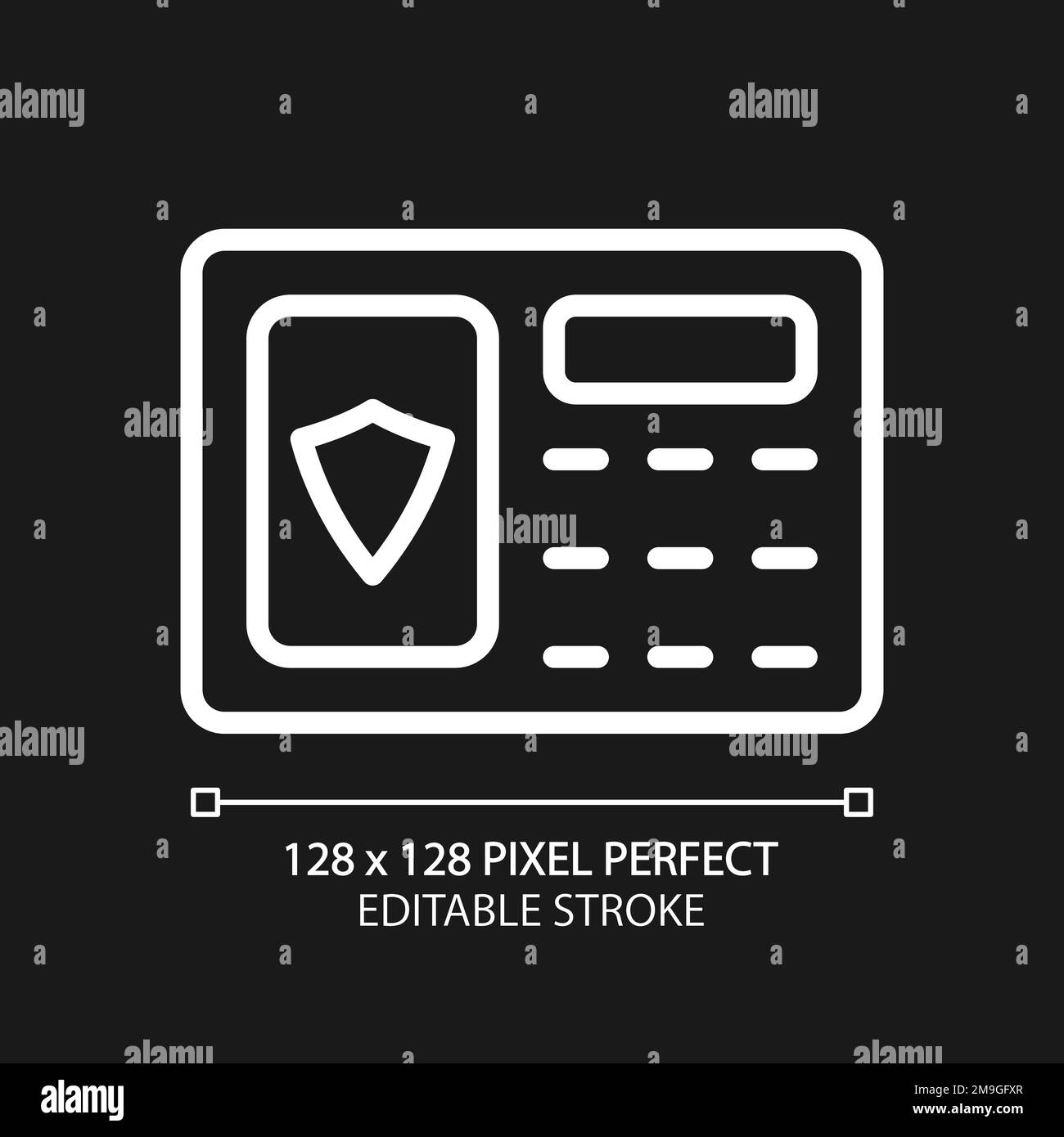 Security alarm pixel perfect white linear icon for dark theme Stock ...