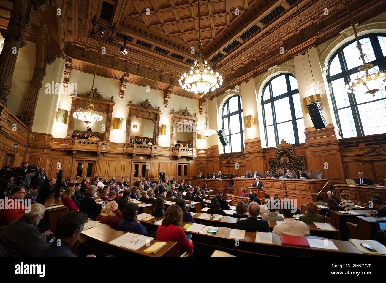 Hamburg, Germany. 18th Jan, 2023. Members of parliament debate during ...