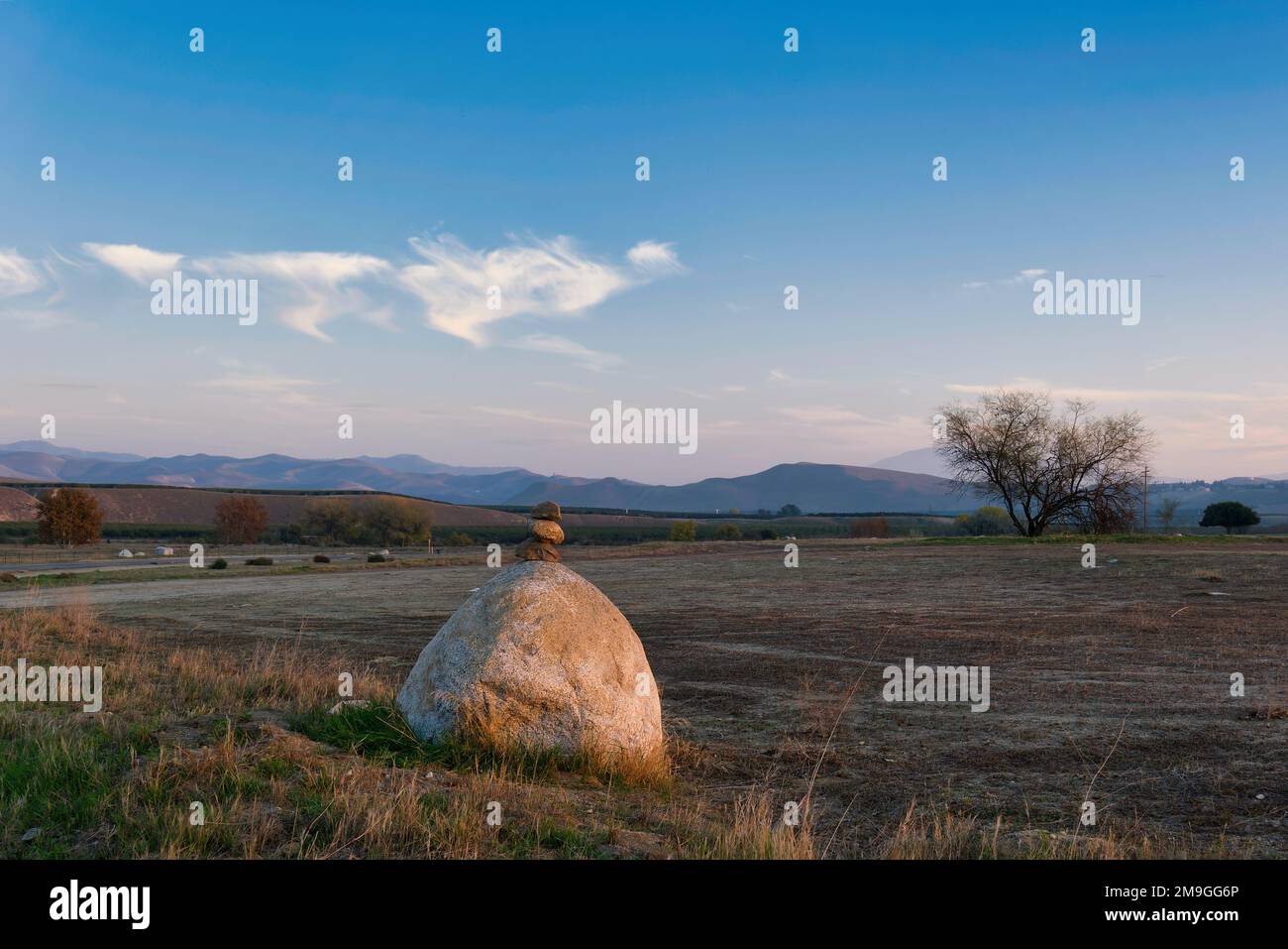 The balancing rocks against the Sierra Nevada in California Stock Photo ...