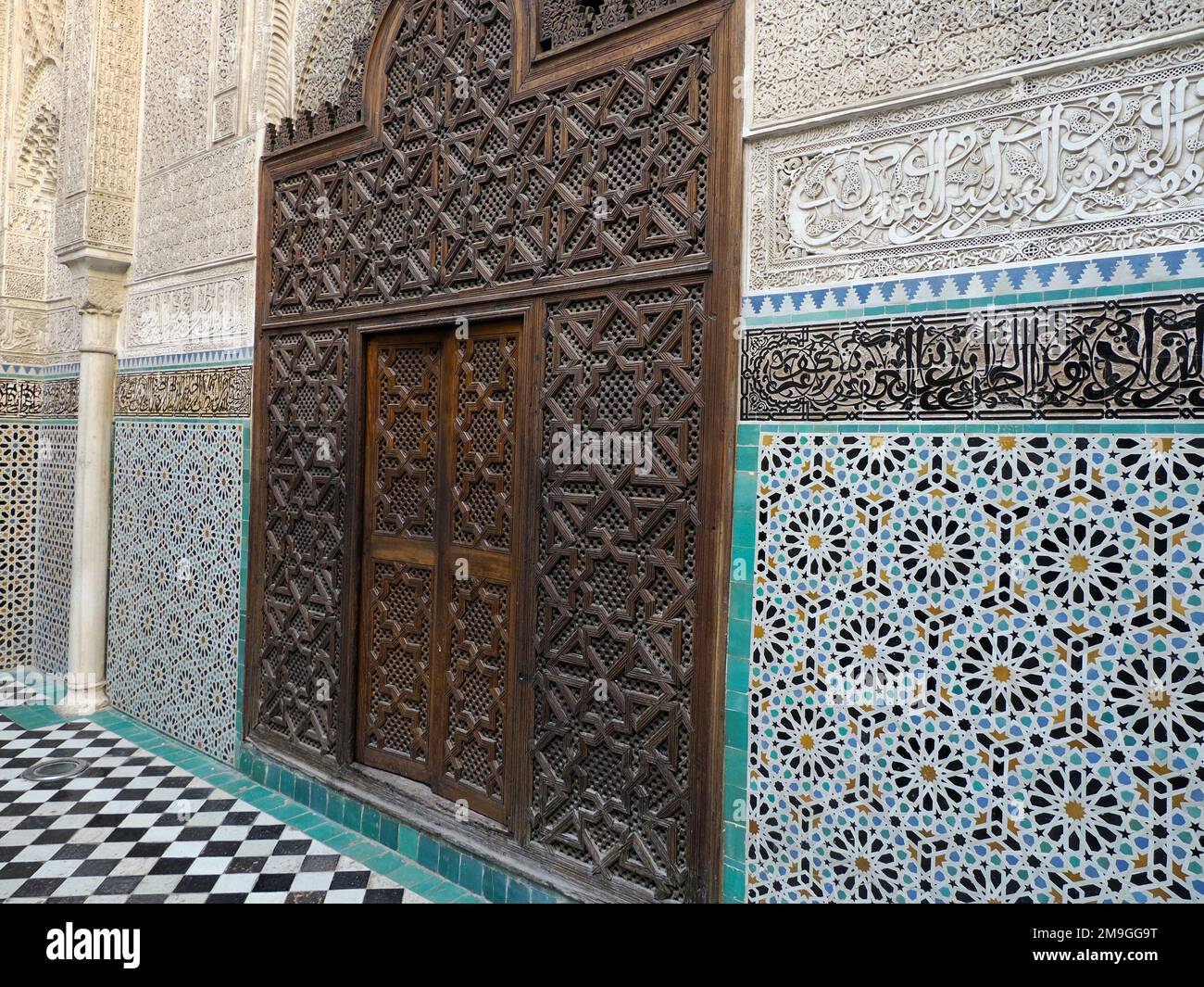 View of the Al-Attarine Madrasa in Fes, Morocco Stock Photo - Alamy
