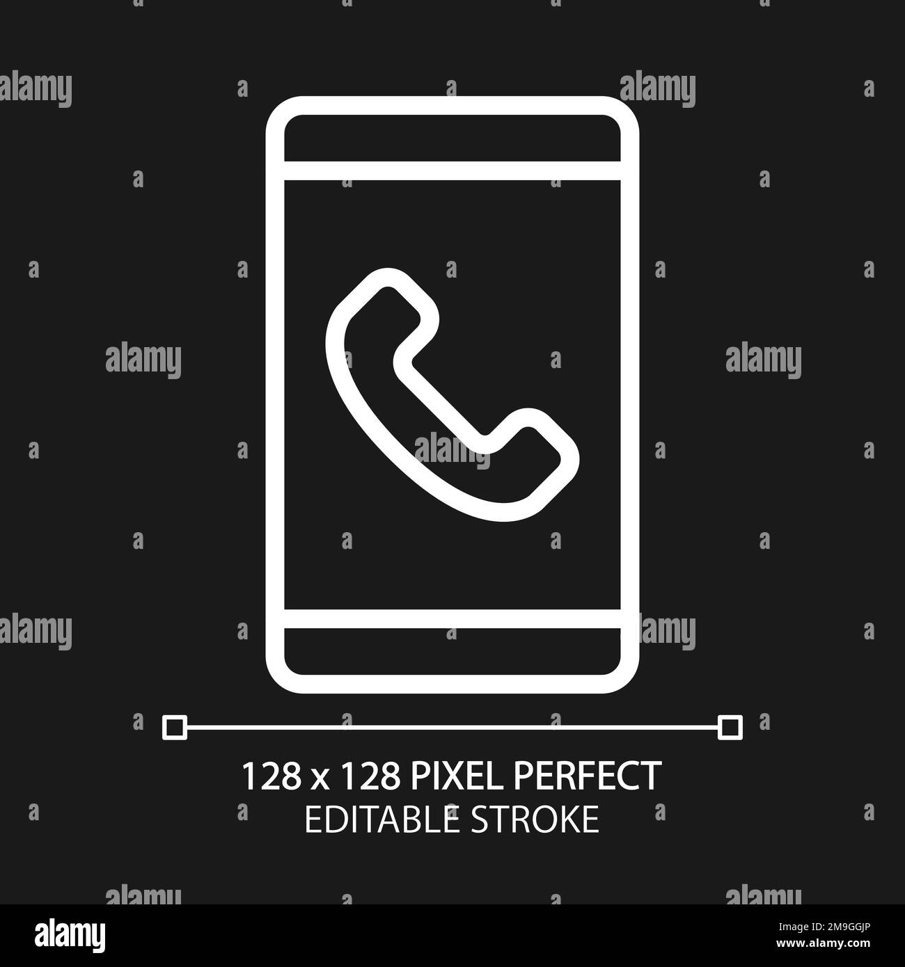 Mobile phone pixel perfect white linear icon for dark theme Stock ...