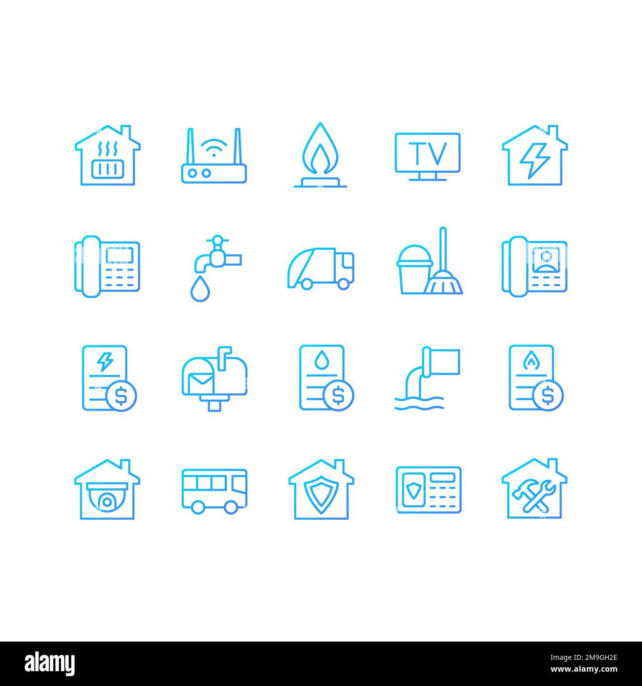 Public utilities pixel perfect gradient linear vector icons set Stock Vector Image & Art - Alamy