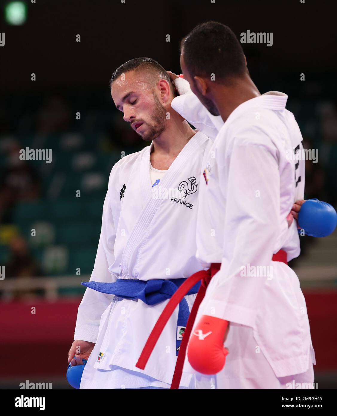 AUG 5, 2021 - TOKYO, JAPAN: Steven DA COSTA of France (blue) and Andres ...