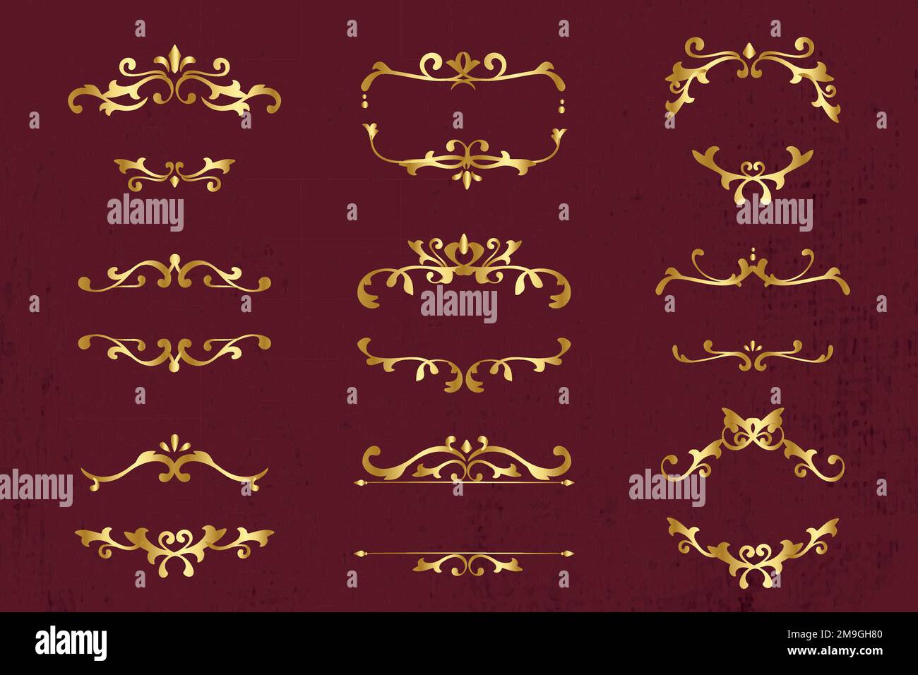 Elegant gold flourish ornament vector frame set Stock Vector Image ...