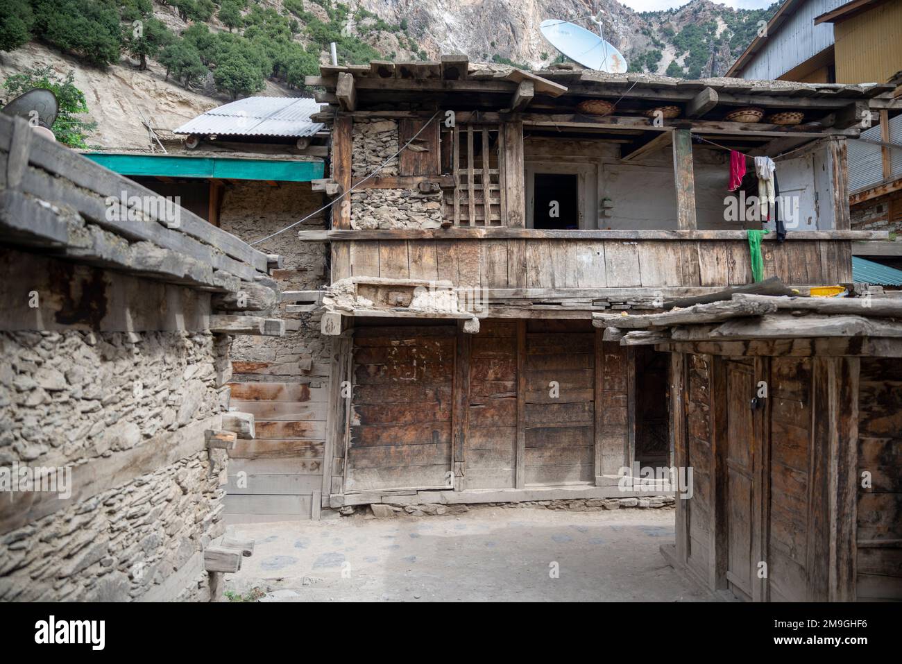 Traditional architecture in a Kalash village, Bumburet Valley, Pakistan ...