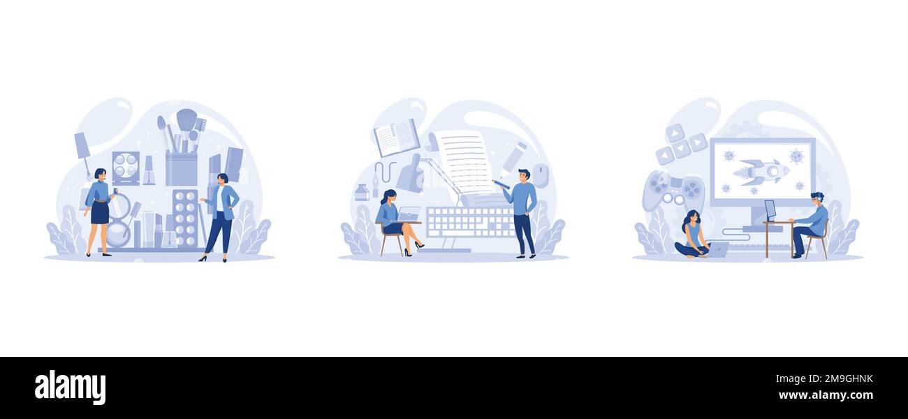 It Profession Set Programmer Write Software And Create Code For Computer Coding Script For 4046