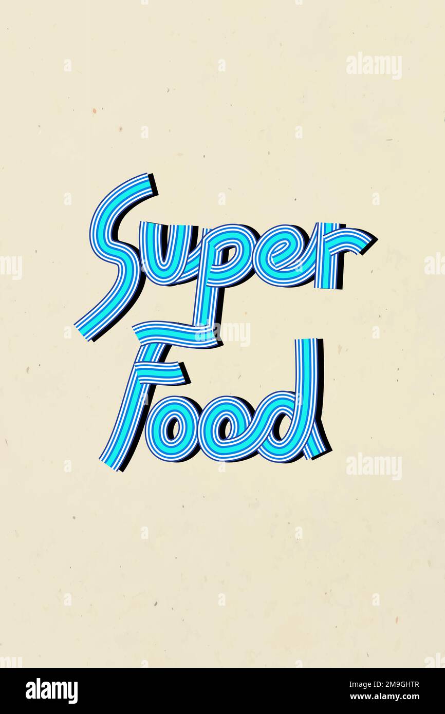 Hand drawn super food vector lettering concentric font typography retro ...