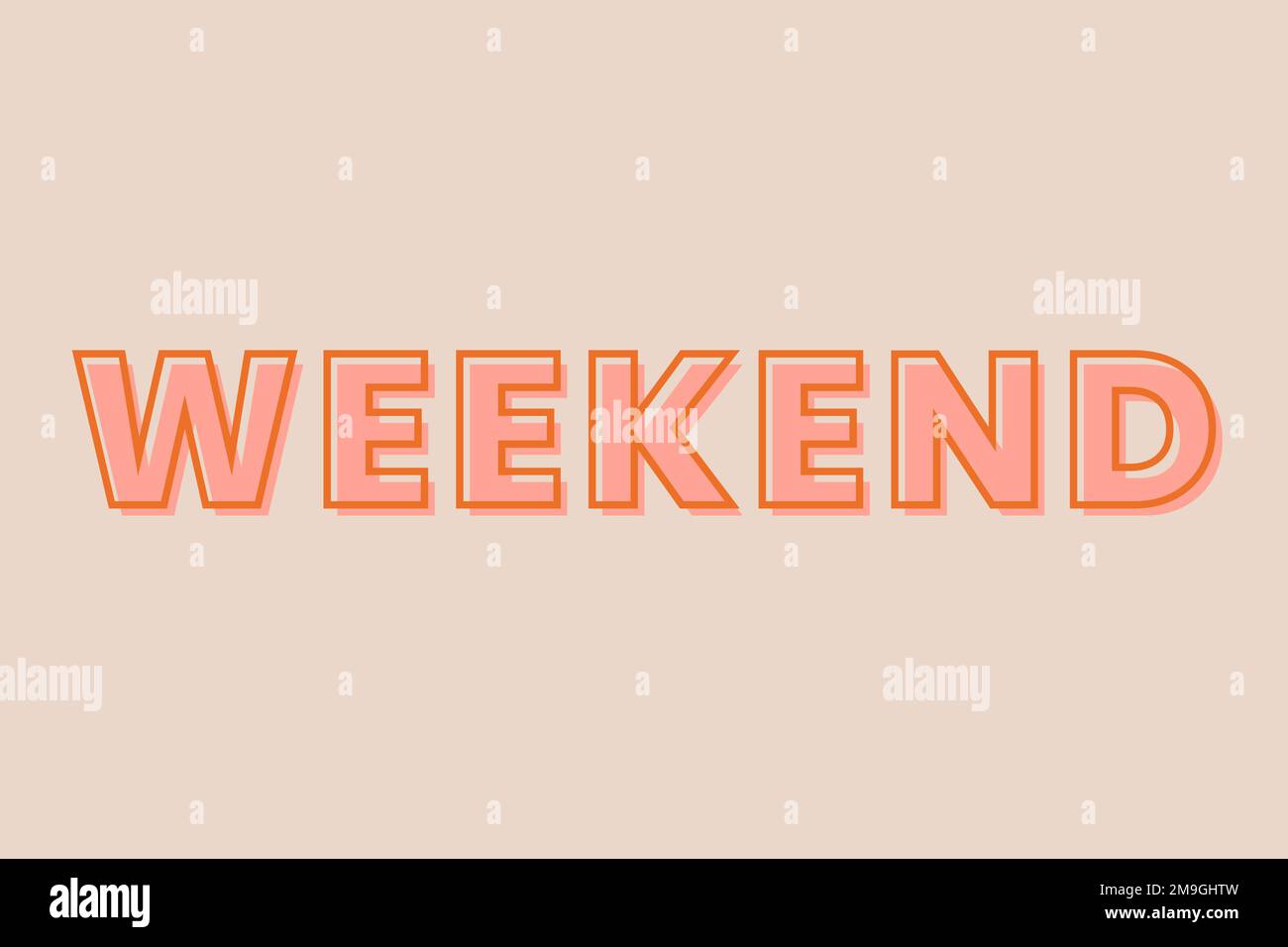 Weekend typography on a pastel peach background vector Stock Vector ...