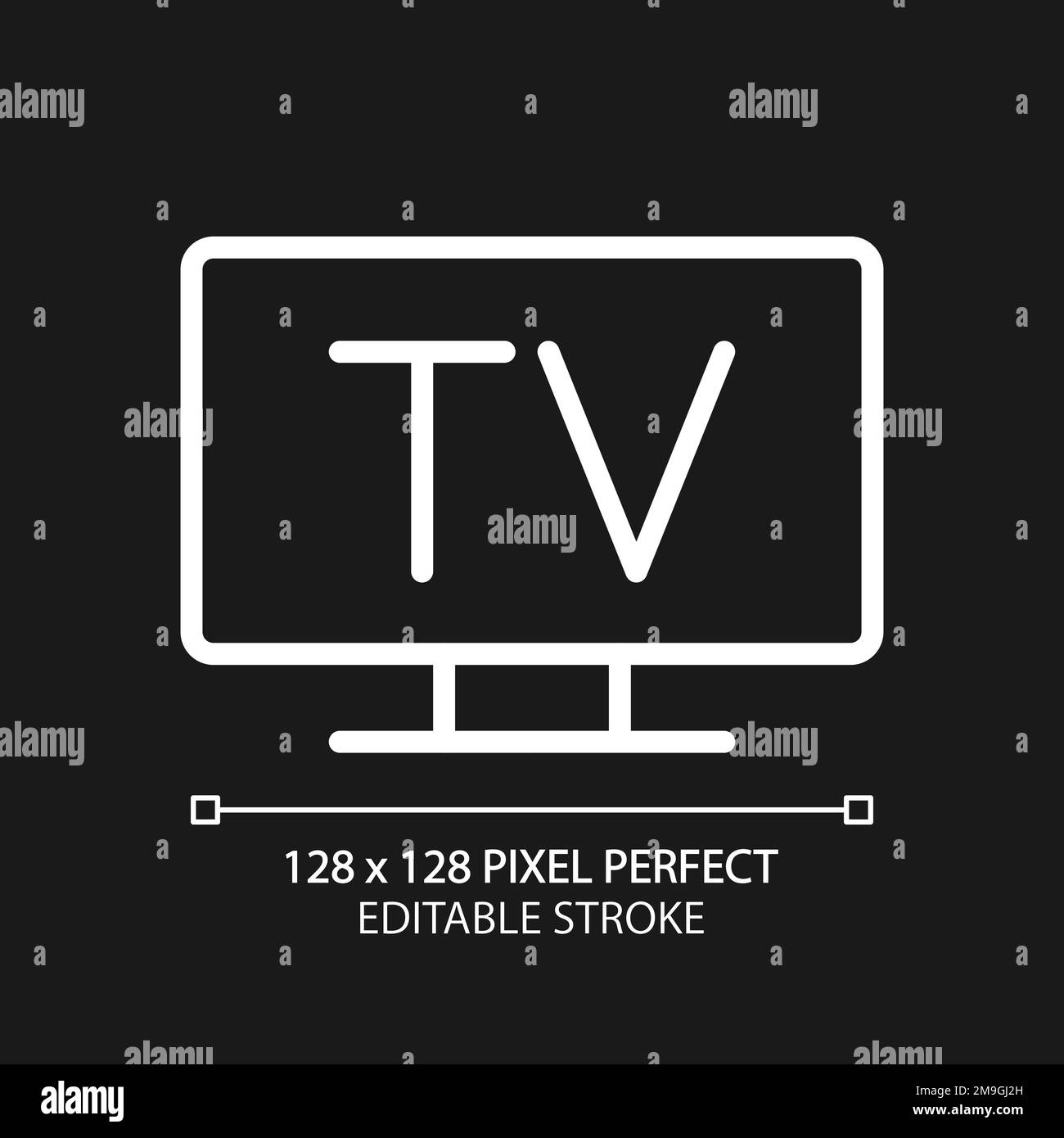 Television pixel perfect white linear icon for dark theme Stock Vector ... Television pixel perfect white linear icon for dark theme Stock Vector ...
