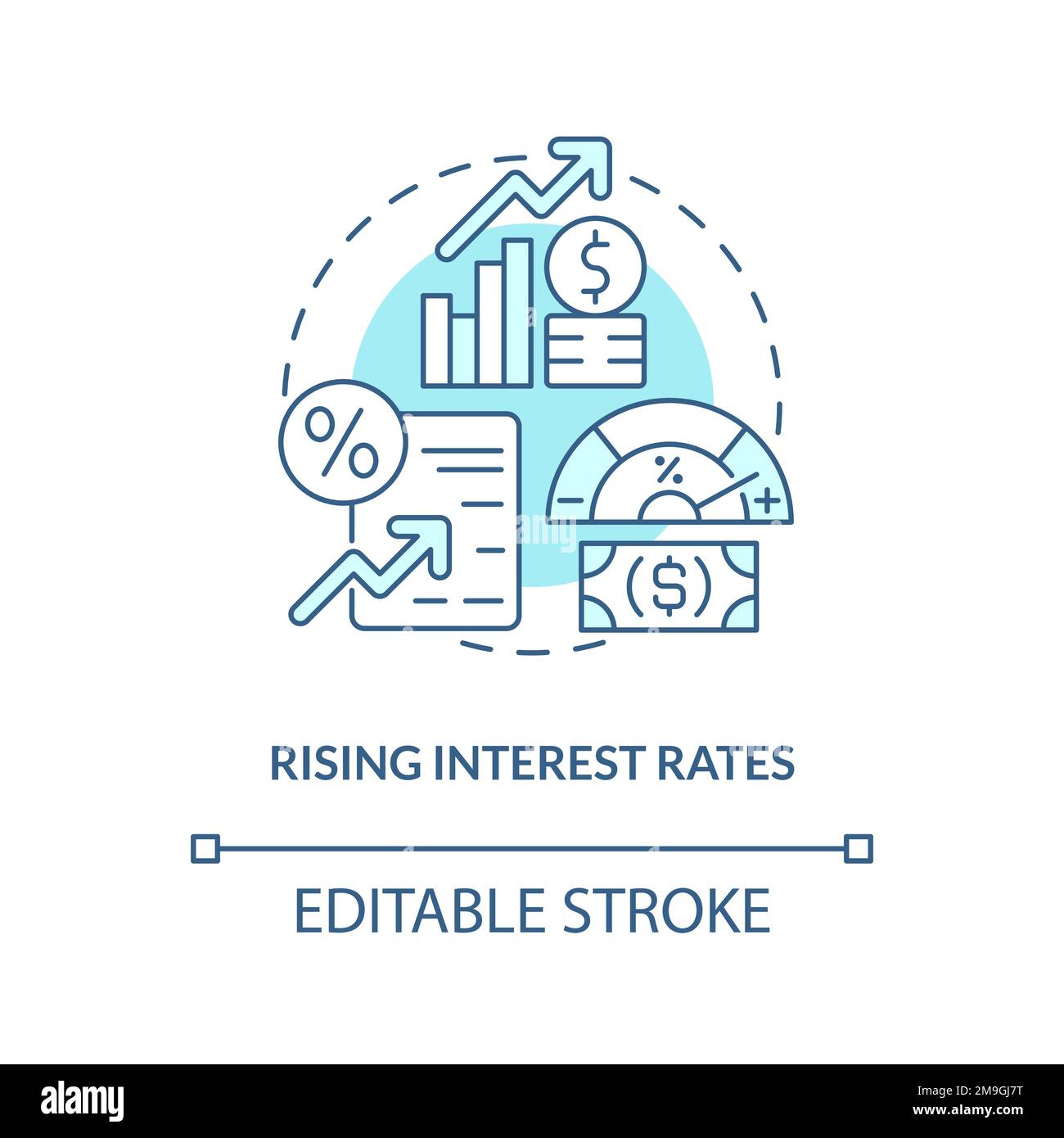 Rising interest rates turquoise concept icon Stock Vector Image & Art ...