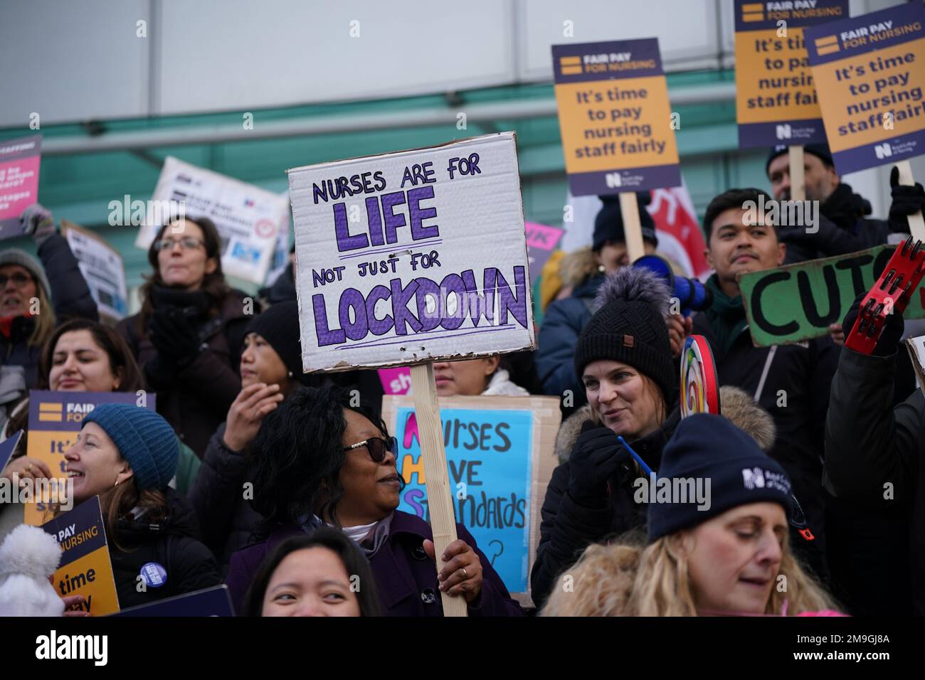 Protesters on the picket line outside University College Hospital in ...