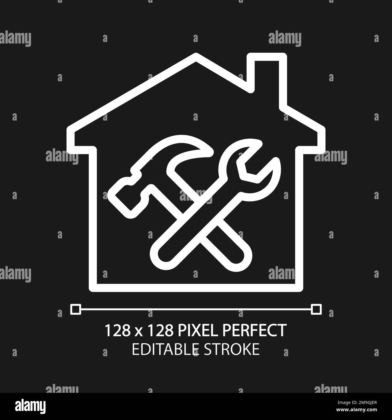 Repair and maintenance pixel perfect white linear icon for dark theme ...