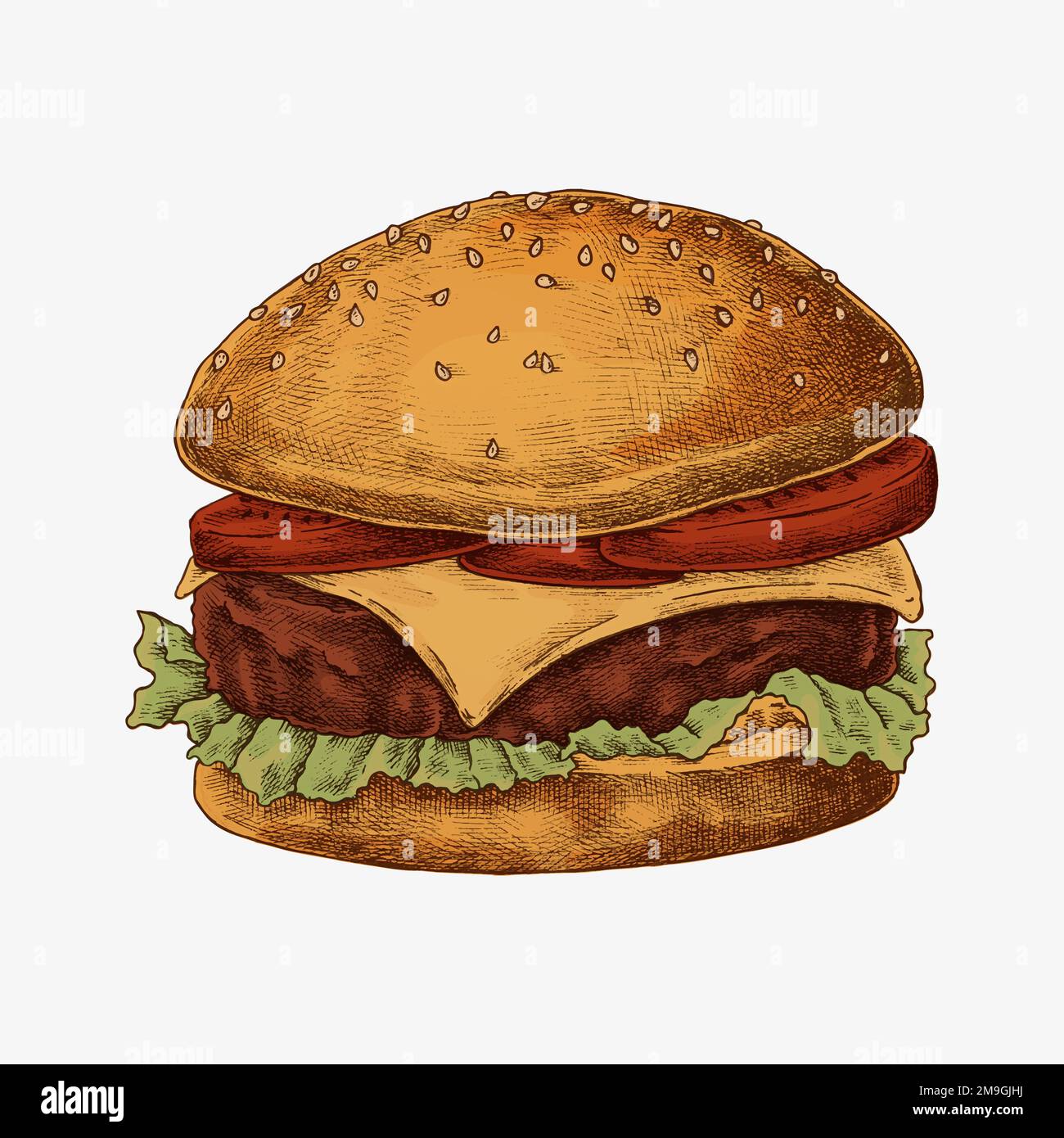 Hand drawn cheese burger vector Stock Vector Image & Art - Alamy