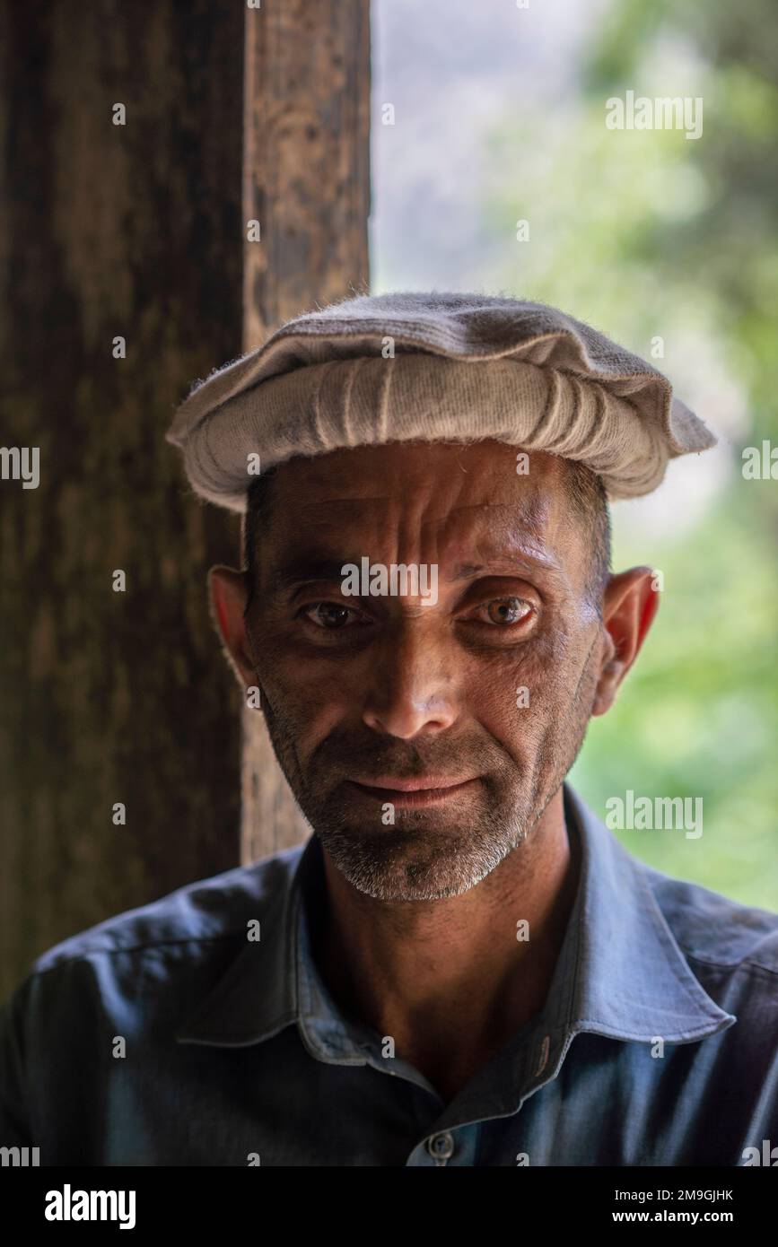 Portrait of a Kalash adult man with a pakhol hat, Bumburet Valley ...