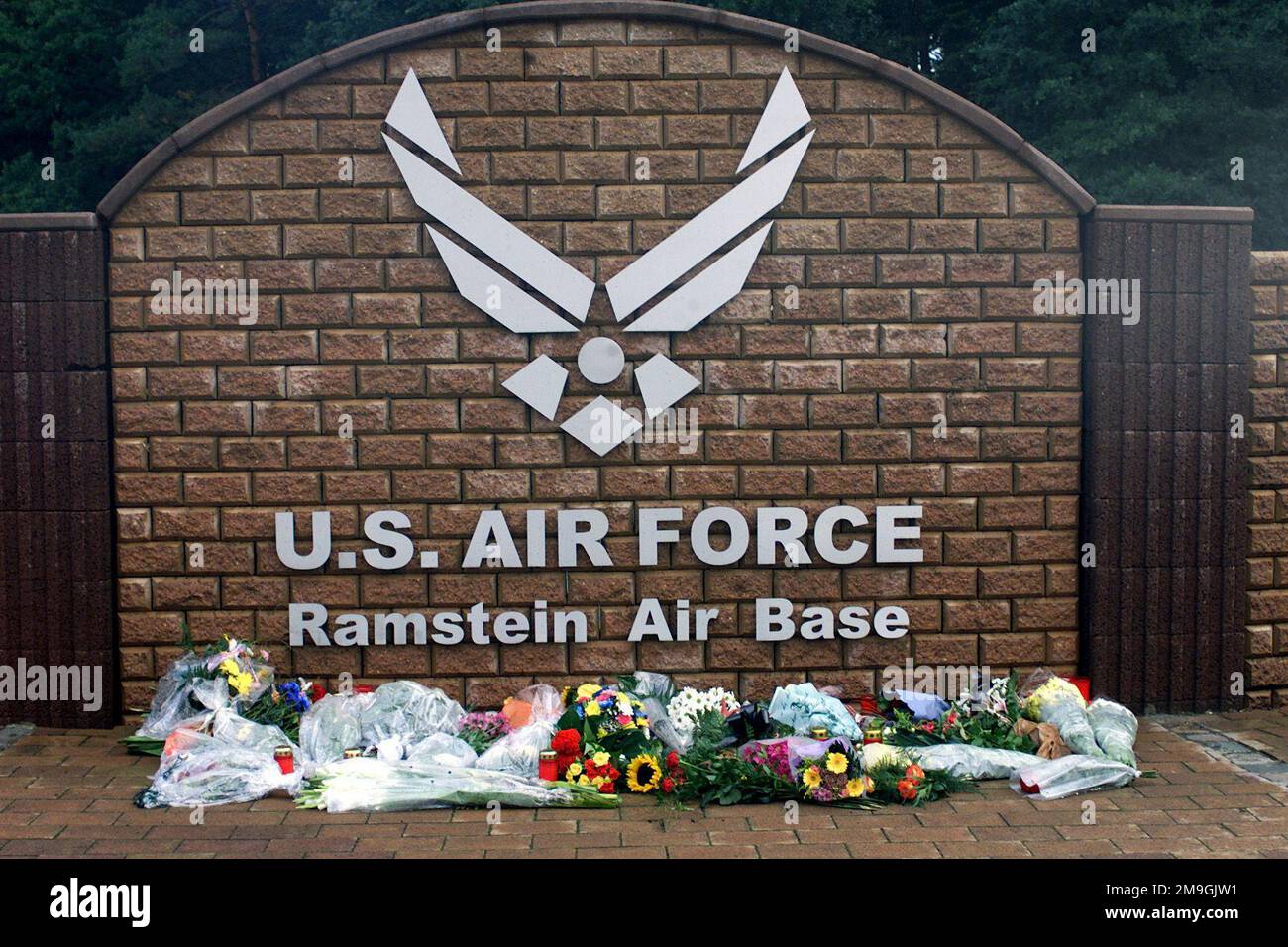 The West Gate entrance sign at Ramstein Air Base, Germany became the ...