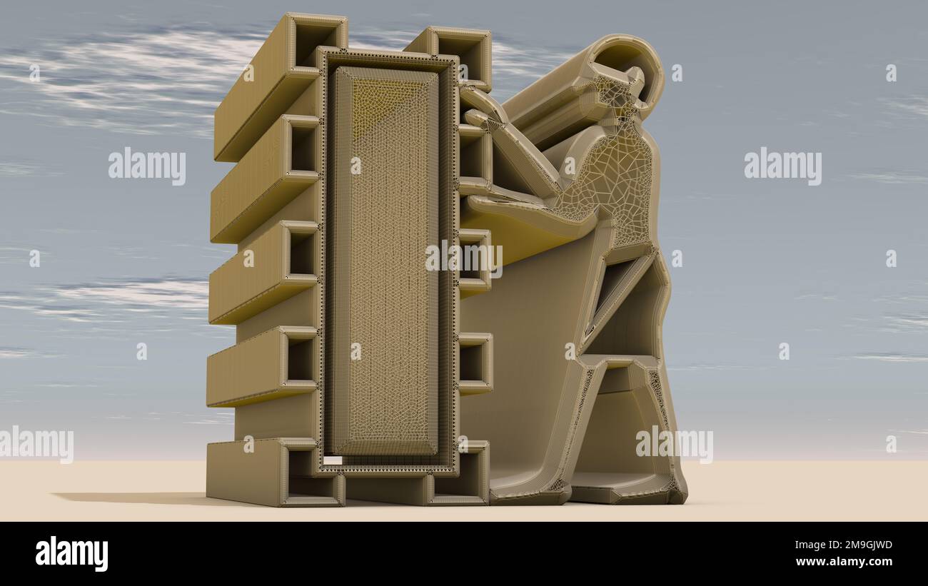 3D Illustration of an architectural structure based on the Ancient ...