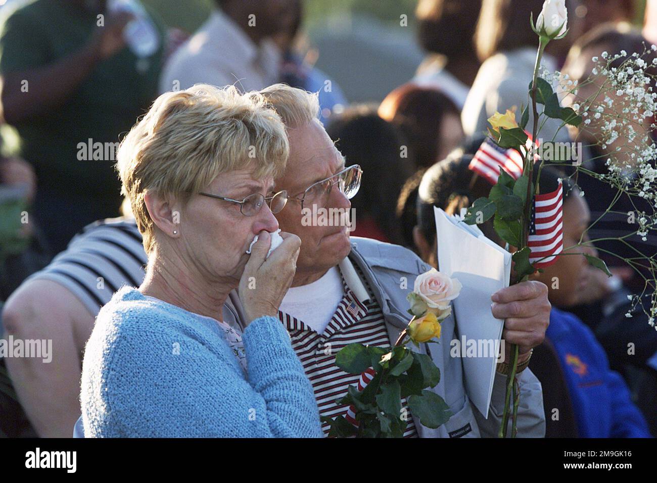 Family members visit the Pentagon on September 15, 2001 to view the ...