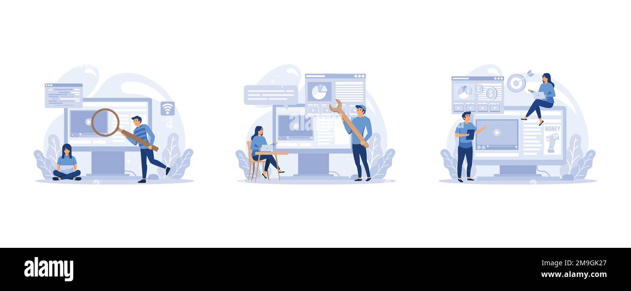 It Profession Set Programmer Write Software And Create Code For Computer Coding Script For