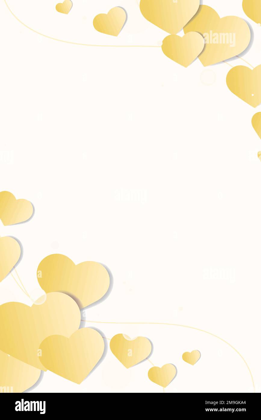 Vector heart decorated border yellow background Stock Vector Image ...