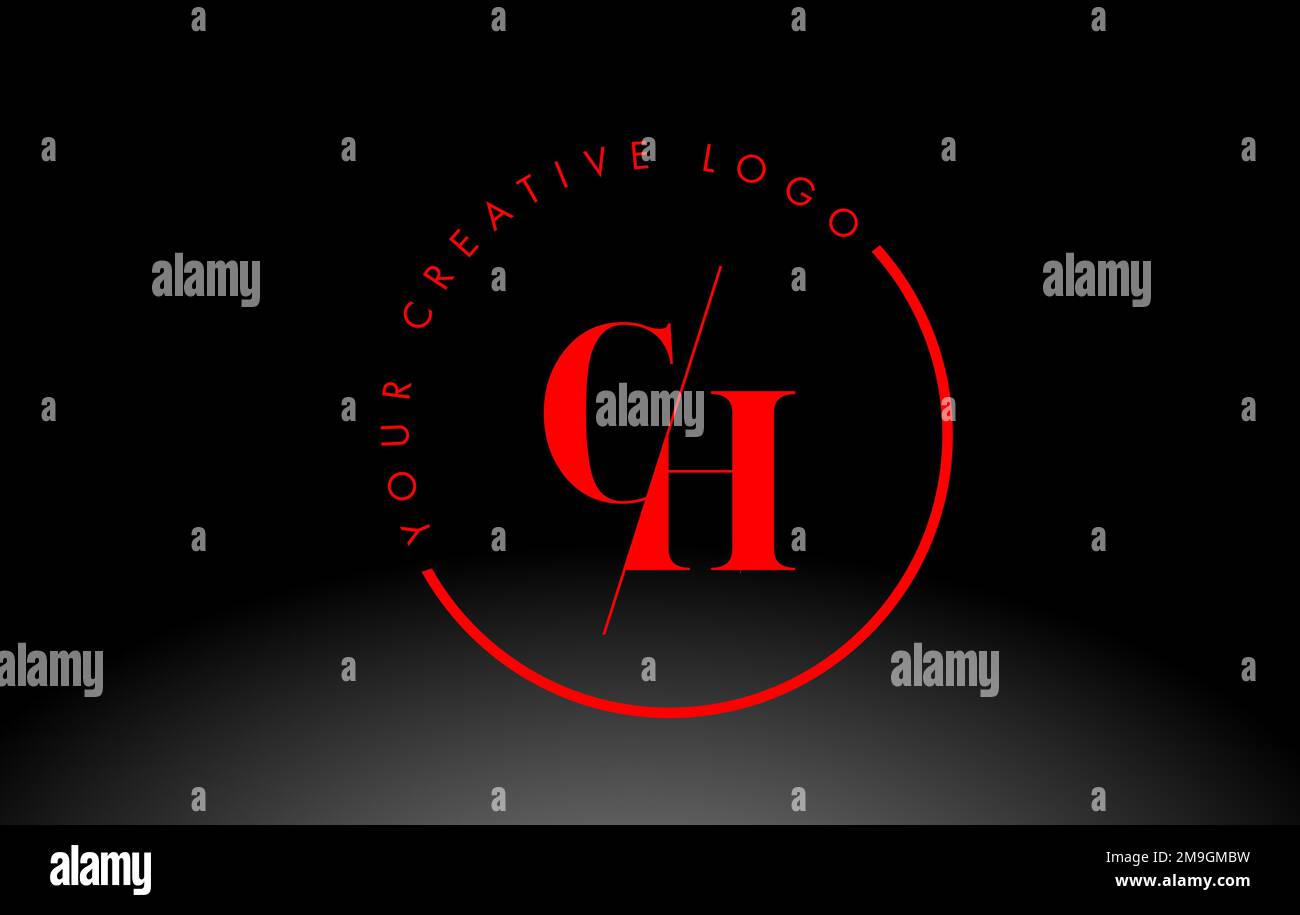 Red CH Letter Logo Design with Creative Intersected and Cutted Serif Font Stock Vector Image ...