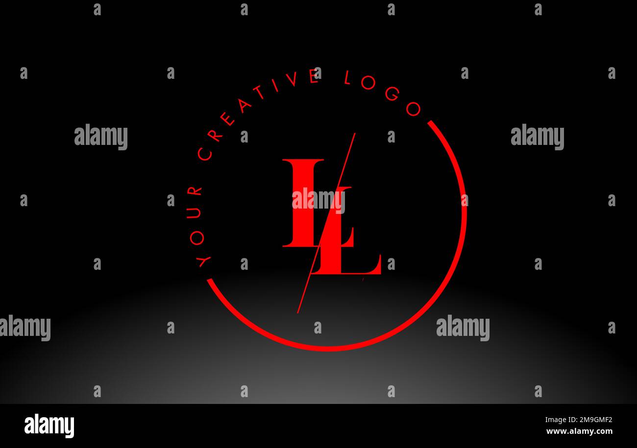 Red LL Letter Logo Design with Creative Intersected and Cutted Serif ...