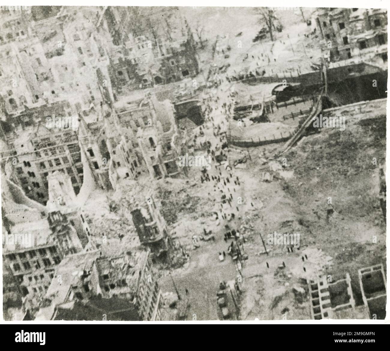WW2 World War 2 - fall of Berlin, Germany 1945, aeriel view of ruins ...