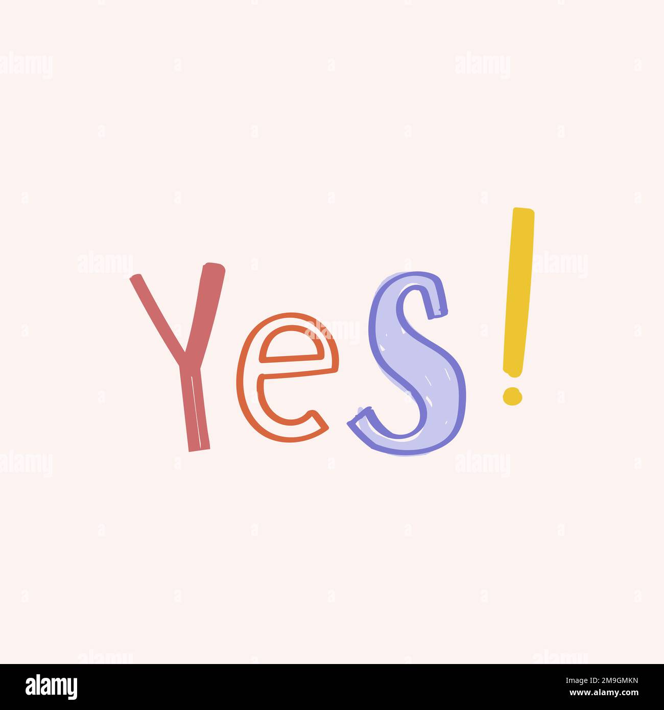 Yes! doodle typography vector for kids Stock Vector Image & Art - Alamy