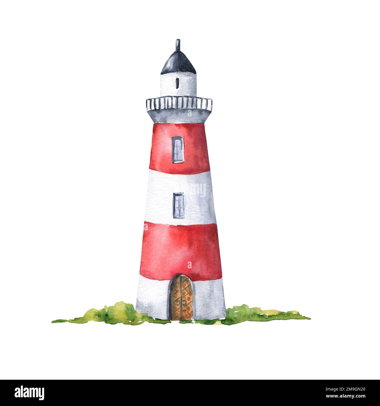 Watercolor lighthouse isolated on white background. Hand painted ...