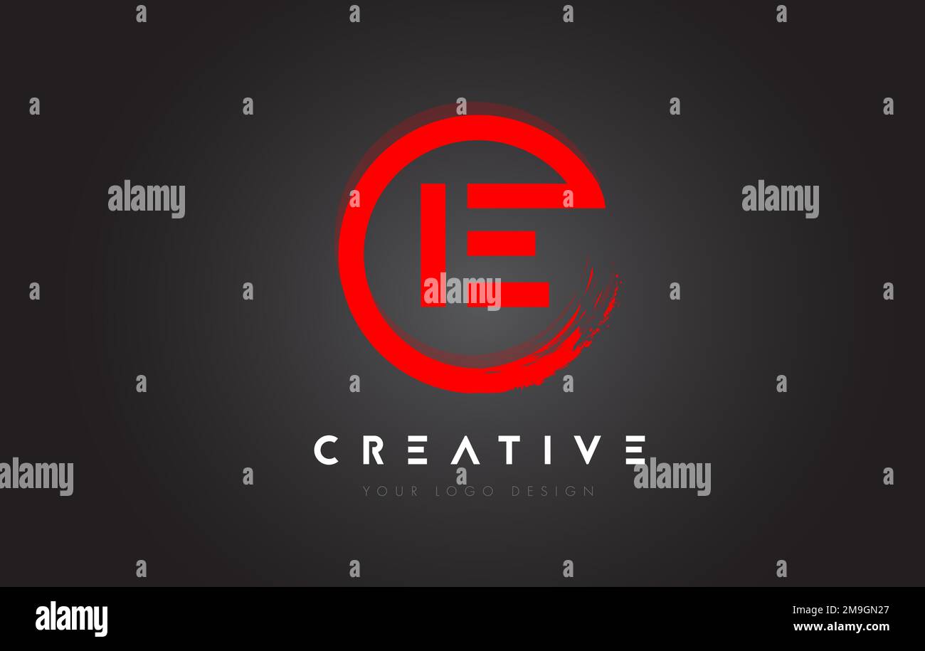 Red IE Circular Letter Logo with Circle Brush Design and Black ...