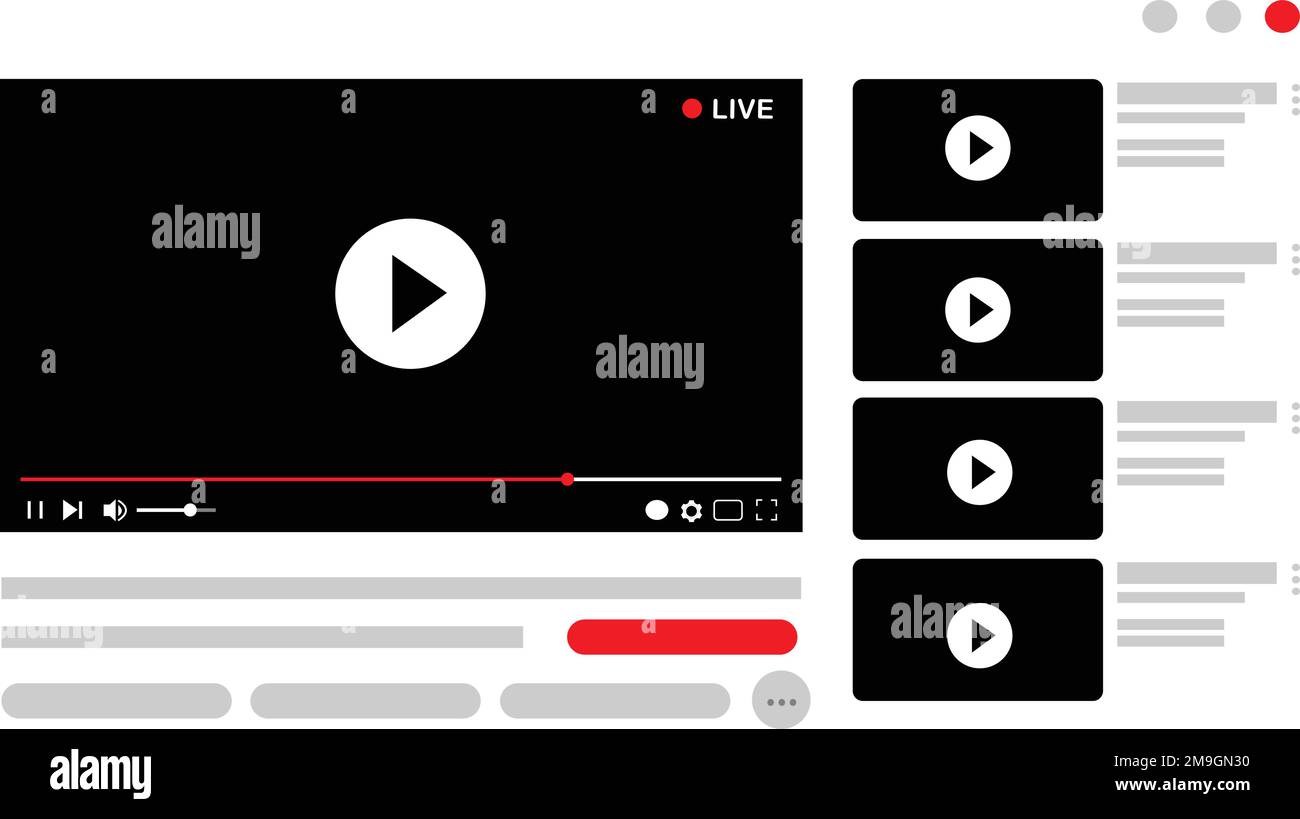 Multimedia video player frame template. Live video streaming ...