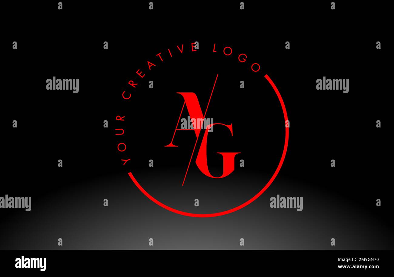 Red AG Letter Logo Design with Creative Intersected and Cutted Serif ...