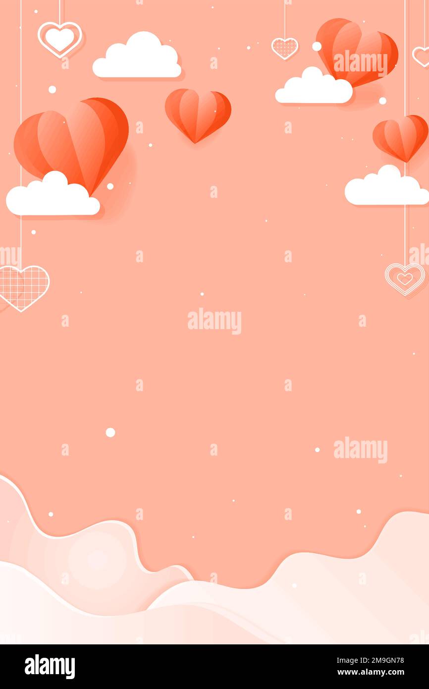 Vector hanging hearts cloud wave peach background Stock Vector Image ...