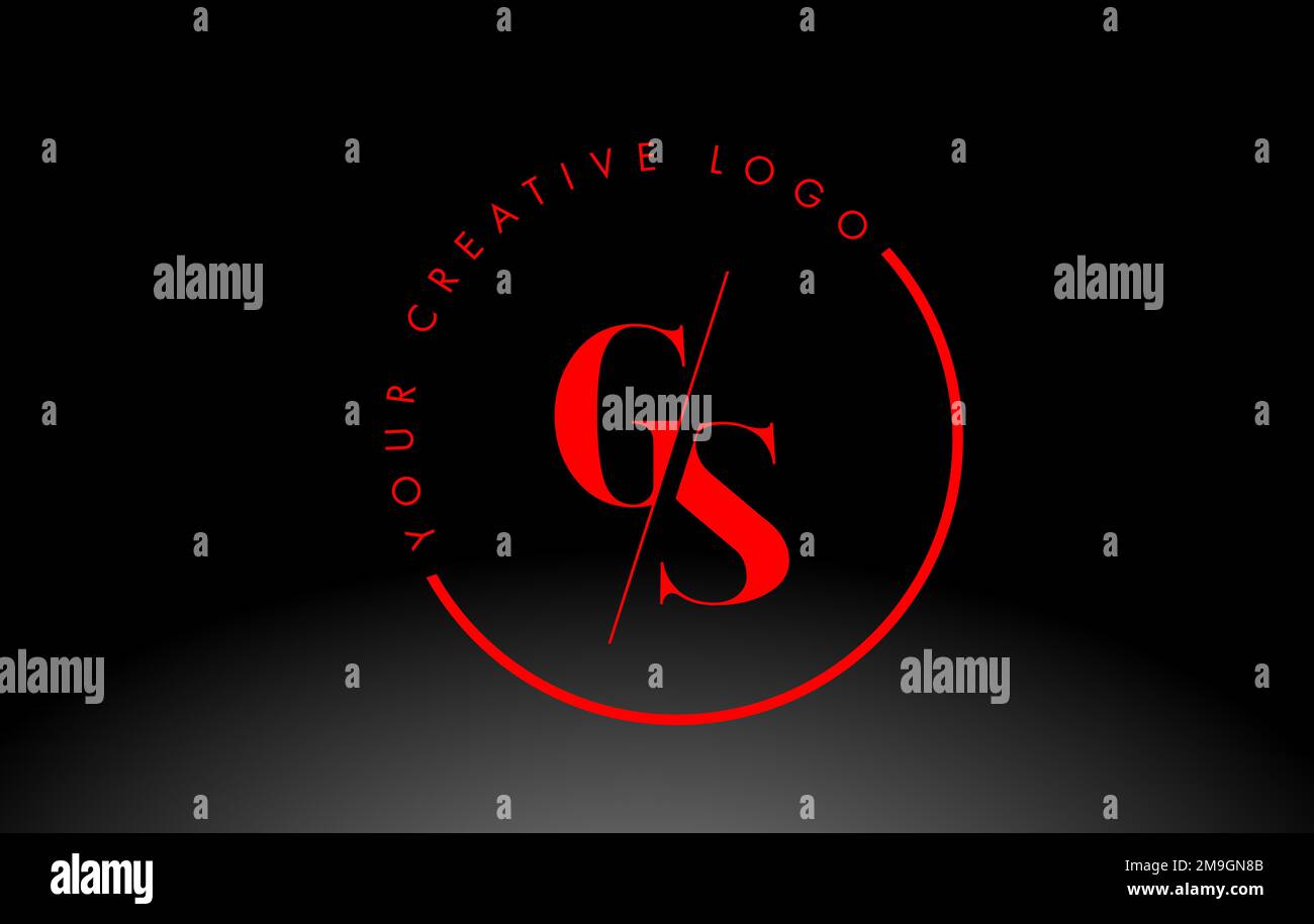 Red GS Letter Logo Design with Creative Intersected and Cutted Serif ...