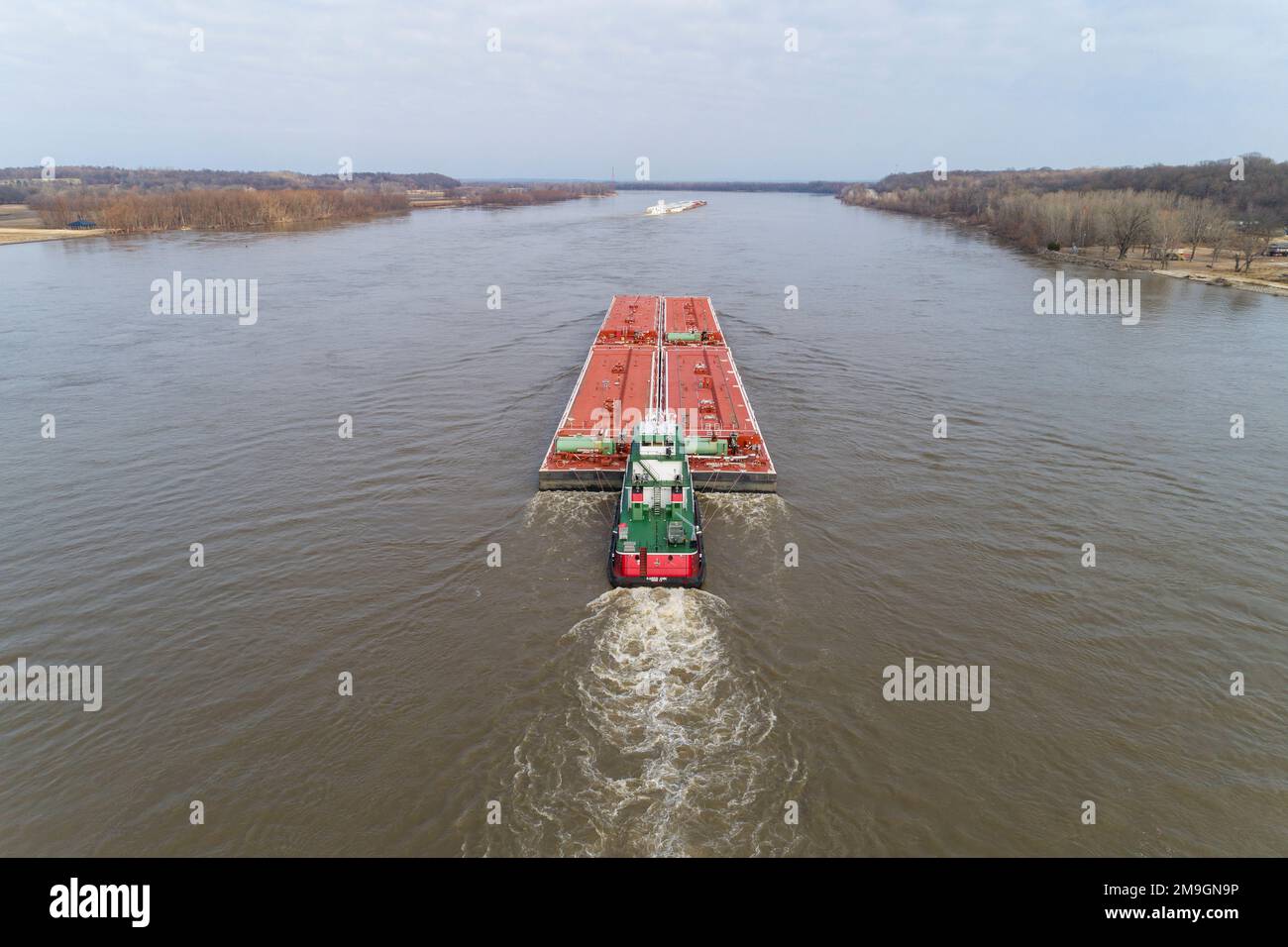 63807-00819 Aerial view of Barge on the Mississippi River near Thebes ...